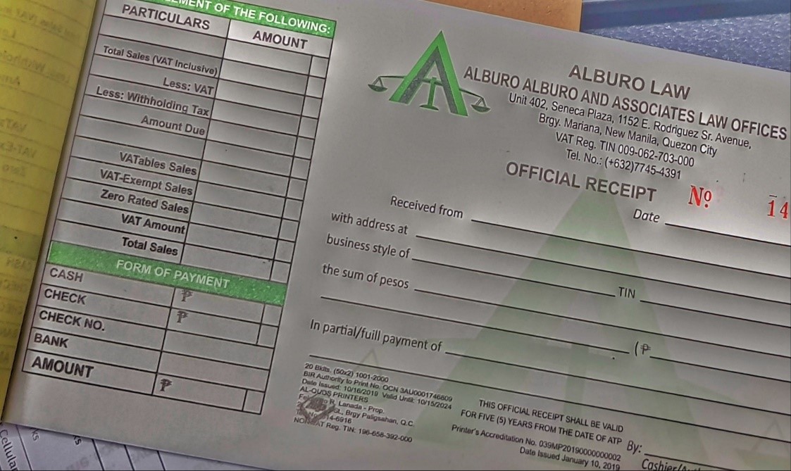 official-receipt - ALBURO ALBURO AND ASSOCIATES LAW OFFICES official-receipt - ALBURO ALBURO AND ASSOCIATES LAW OFFICES