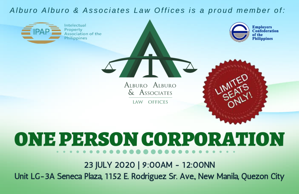 One Person Corporation - ALBURO ALBURO AND ASSOCIATES LAW OFFICES