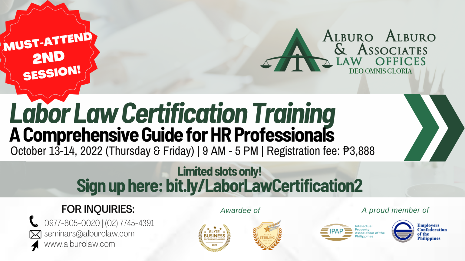 second-certification-labor-law-training - ALBURO ALBURO AND ASSOCIATES ...
